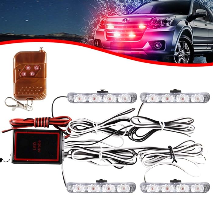 Buy 4x4 LED 4 in 1 Strobe Warning Light DC12V Emergency Flashing Beacon ...