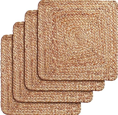 Amazon.com: Farmhouse Jute Hand Braided Tablemat Set of 4 Natural Fiber ...