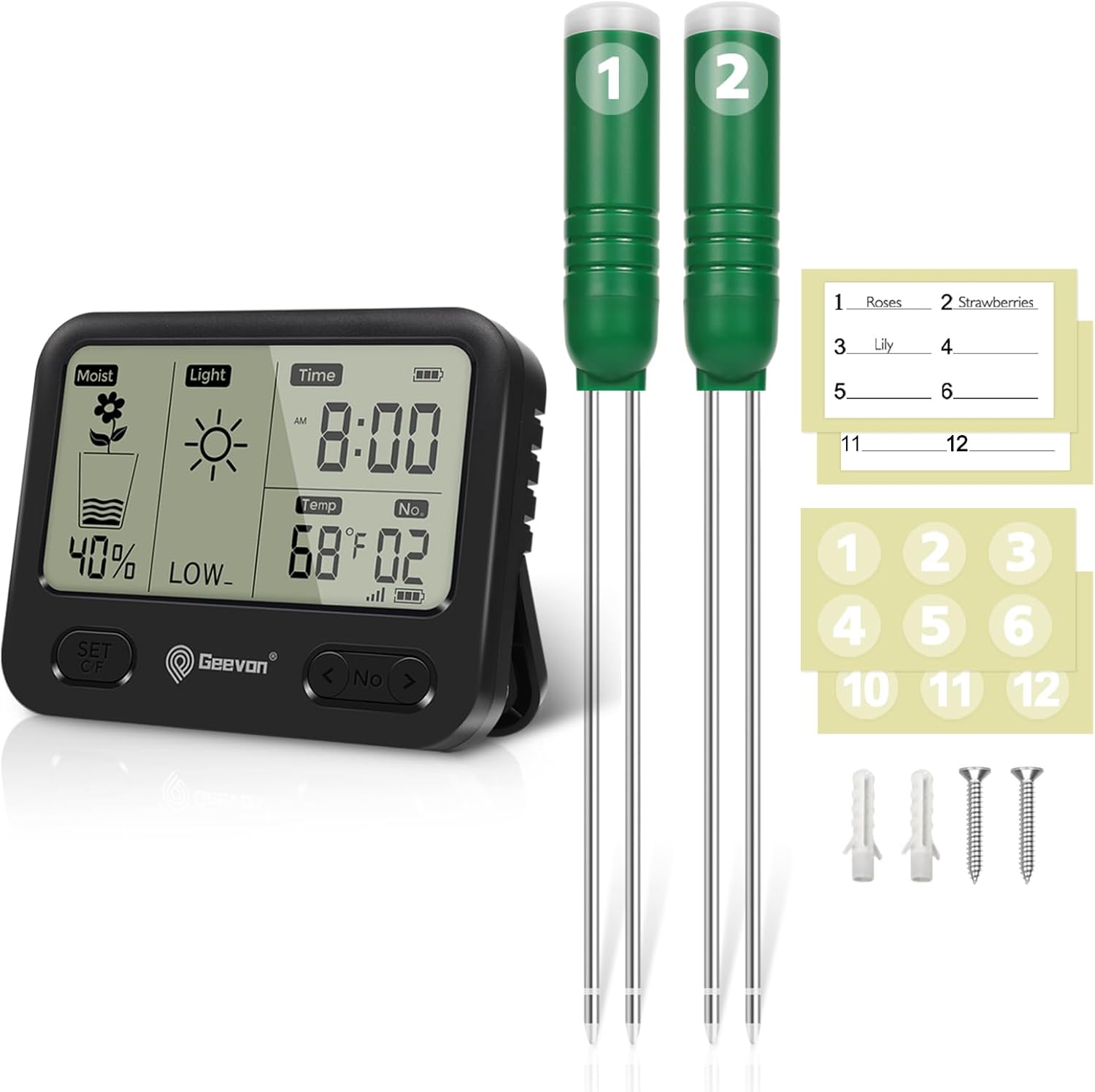 Amazon.com: Geevon Soil Moisture Tester with Multiple Sensors, Moisture ...