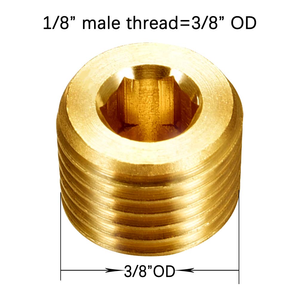 Snapklik.com : Joywayus Brass Hex Counter Sunk Plug 1/8" NPT Male Pipe ...