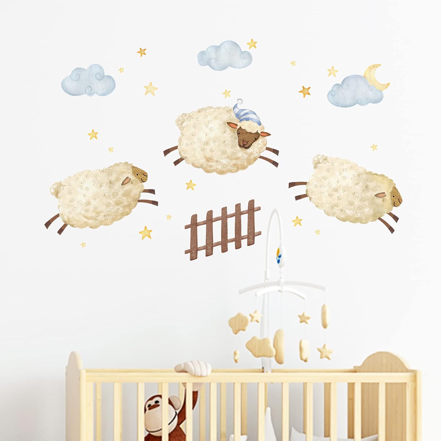 Amazon.com: Mfault Counting Sheep Wall Decals Stickers, Sleep Lamb Moon ...
