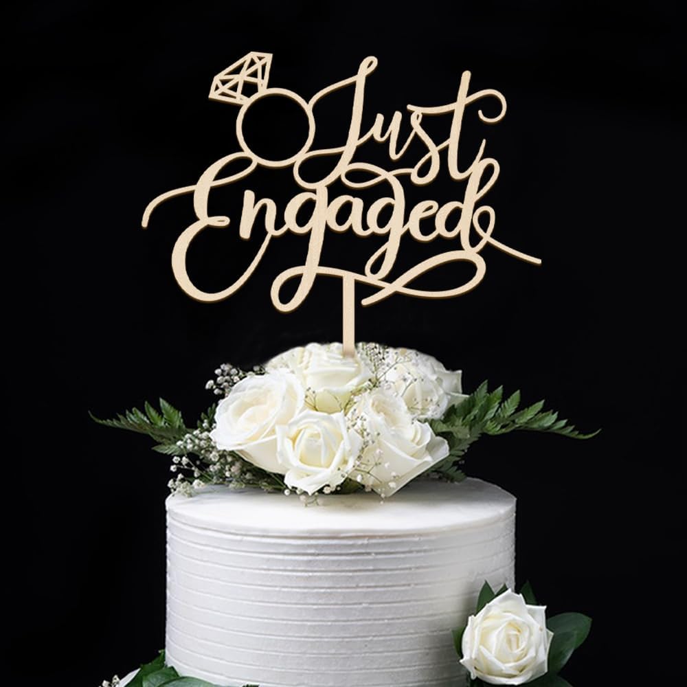 Amazon.com: Sodasos Just Engaged Cake Topper for Engagement Party ...