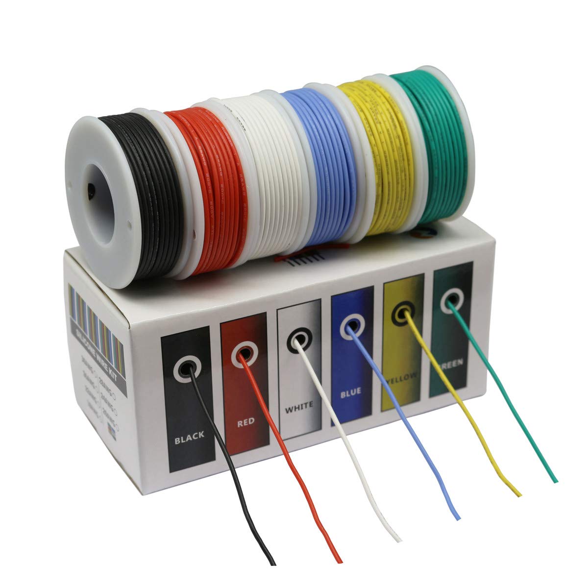 CBAZYTM Hook up Wire Kit (Stranded Wire Kit) 24 Gauge Flexible Silicone ...