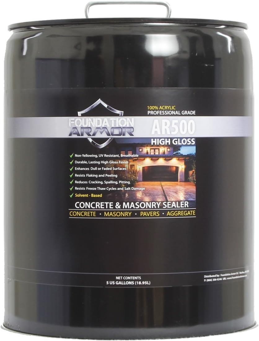 5 GAL Armor AR500 High Gloss Solvent Based Acrylic Concrete Sealer and Paver Sealer - - Amazon.com
