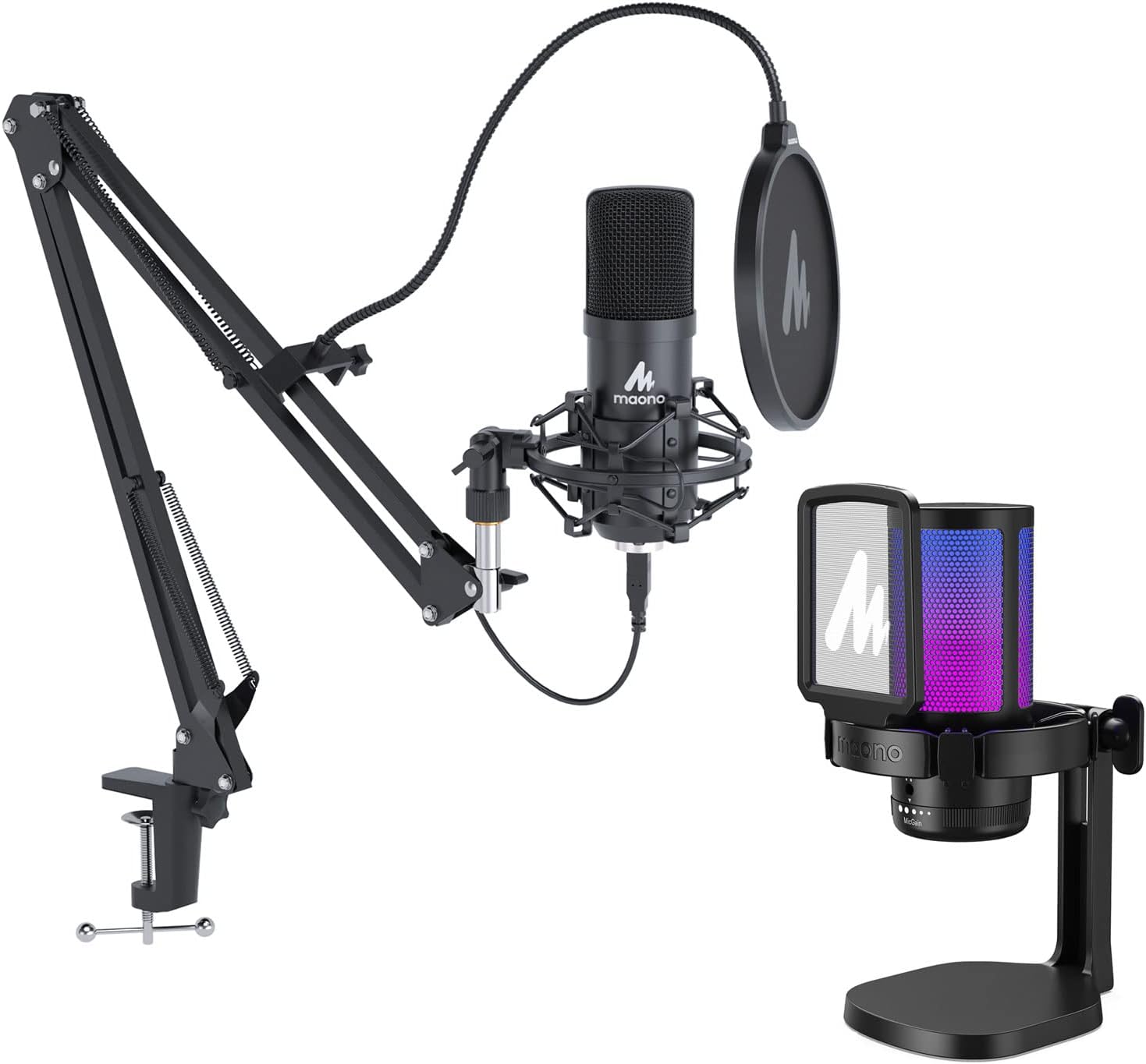 Amazon.com: MAONO 2PCS USB Gaming Microphone, PC Computer Condenser mic ...