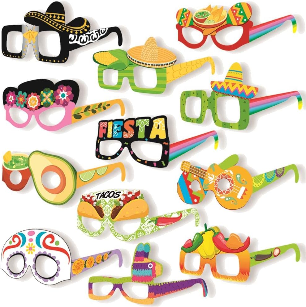 Mexican Fiesta Paper Eyeglasses Pack of 24, Cinco De Mayo Glasses ...