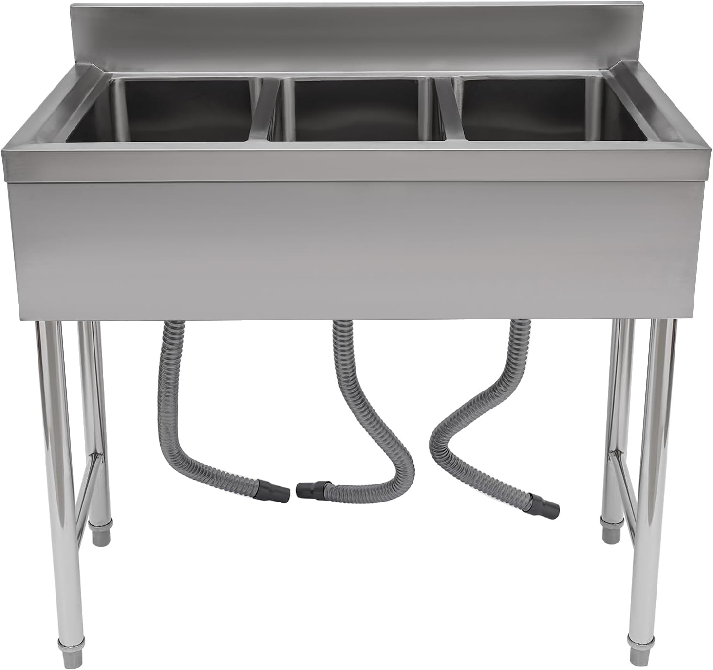 Free Standing Three Bowl Sink,Commercial Restaurant Kitchen Sink Set w ...