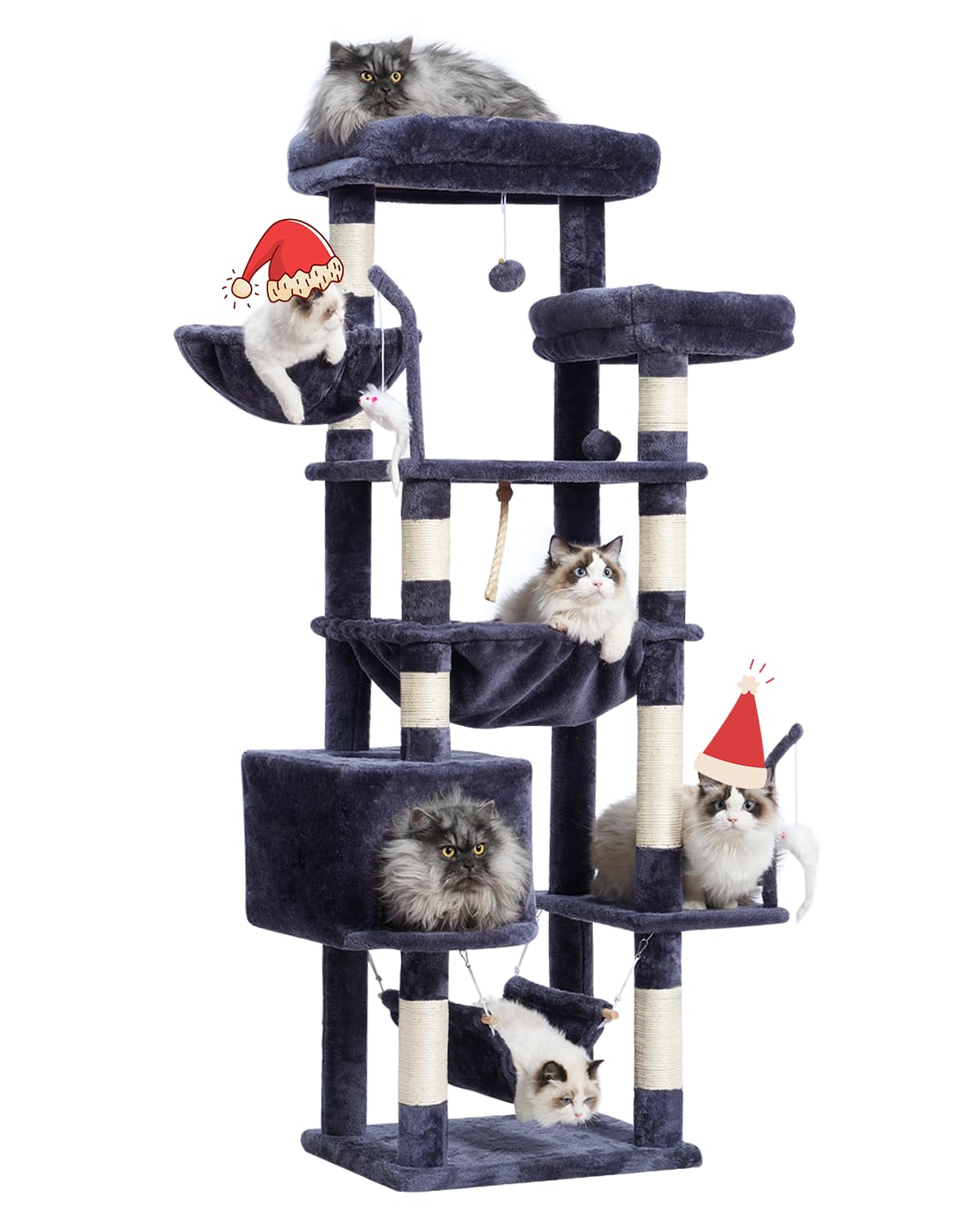 Gitelsnour Cat Tree, Cat Tower for Large Cats with 2 Big Platforms, 2 ...