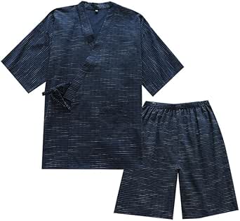 Shanghai Story Men Kimono Robe Cotton Yukata Spa Bathrobe Sleepwear Japanese Kimono Shorts Set ...