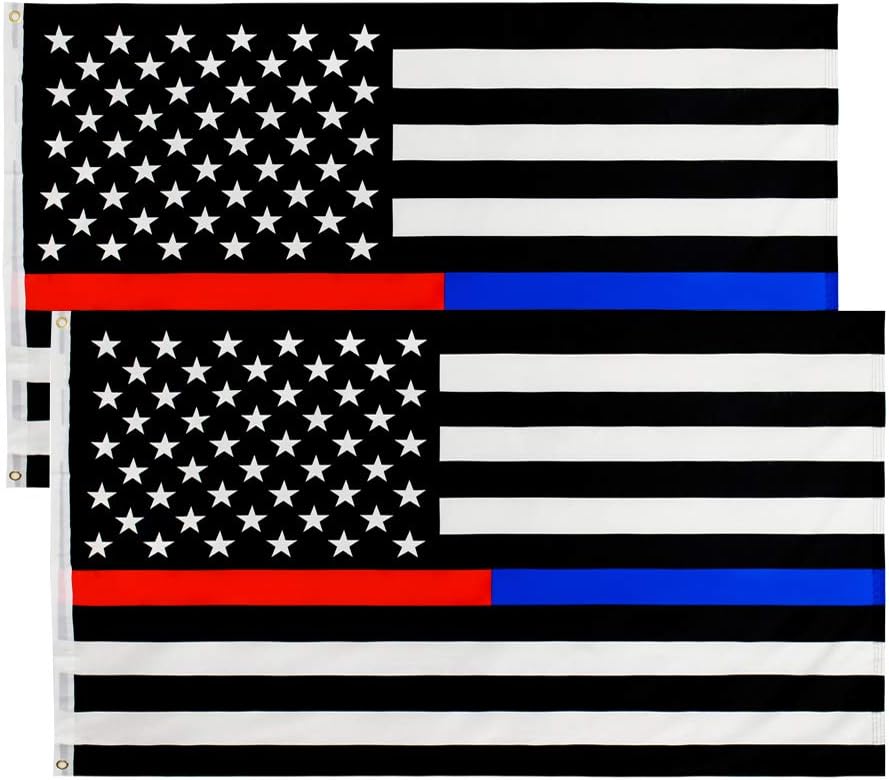 Amazon.com : 3x5 Fts Thin Red And Blue Line American Flag - Honoring ...
