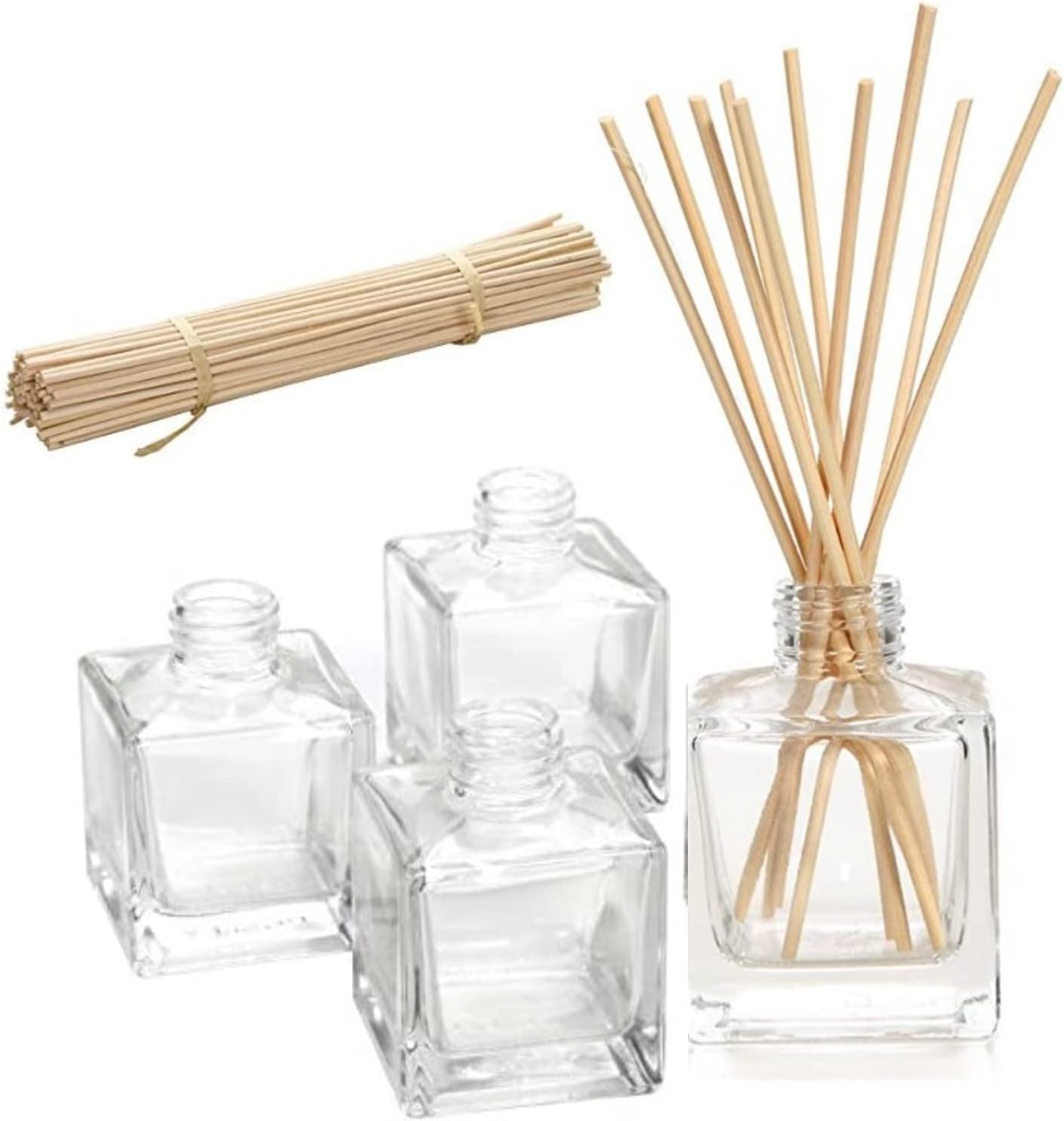 Amazon.com: Hosley Set of 4 Square Glass Diffuser Bottles - 3.25" High ...