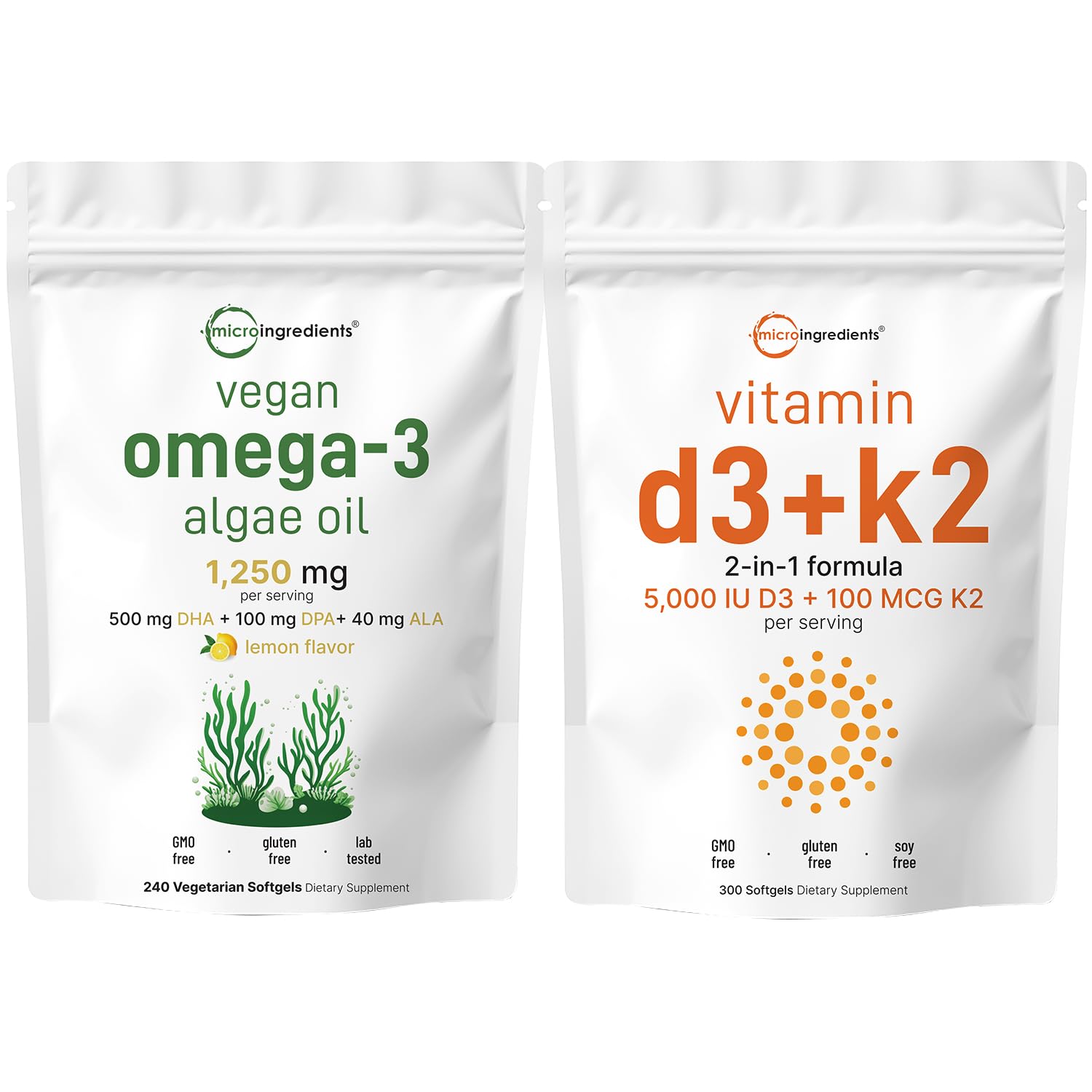 Amazon.com: Micro Ingredients Vitamin D3 5,000iu + K2 100mcg Softgels ...