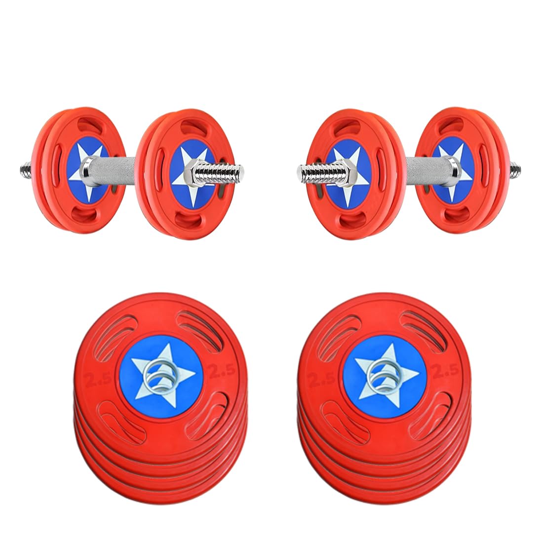 FITRXX American Plate Home Gym Combo - 20 KG Dumbbell Set with ...