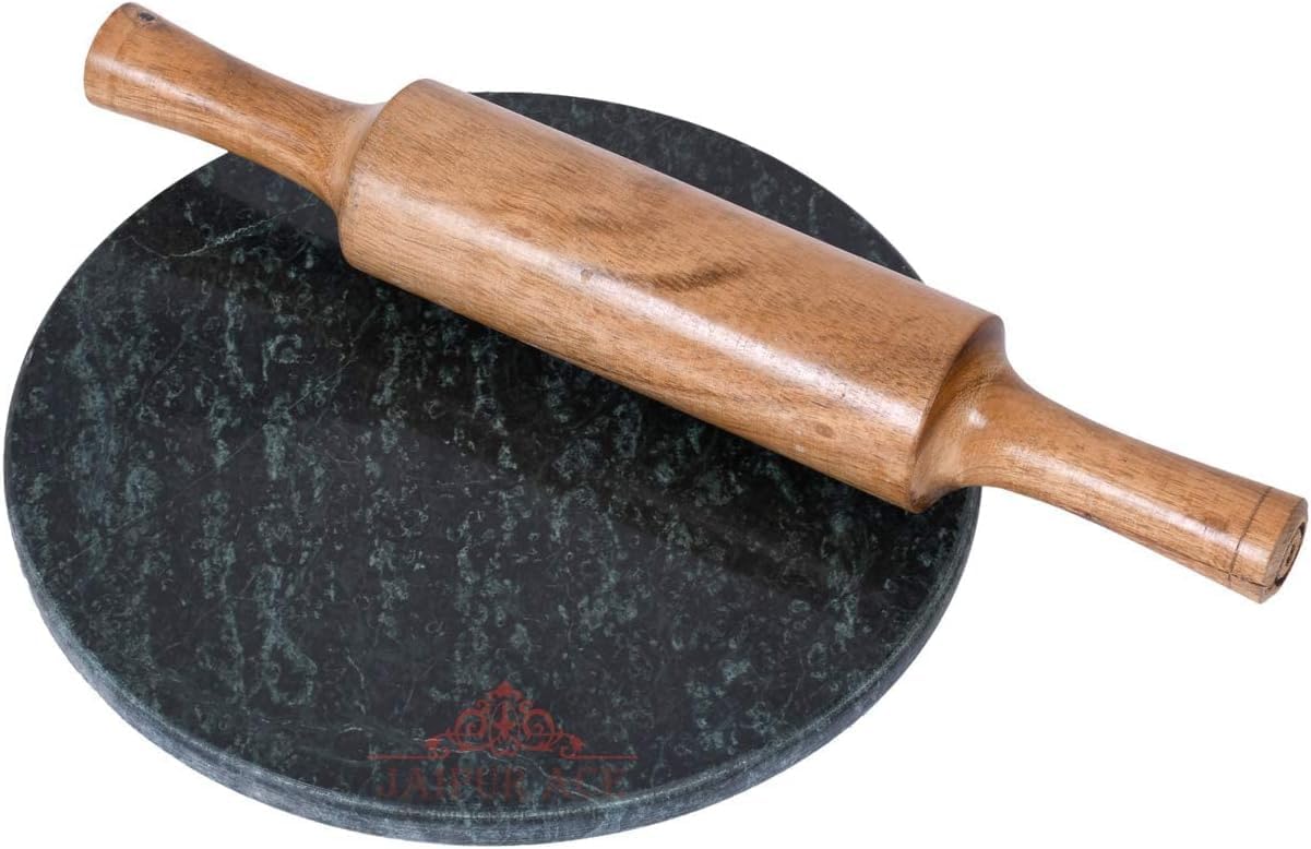 Amazon.com: IBLAY Green Marble Chakla with Wooden Belan/Rolling Pin ...