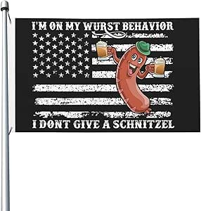 Amazon.com : Funny Oktoberfest Flag I'M On My Wurst Behavior I Dont ...