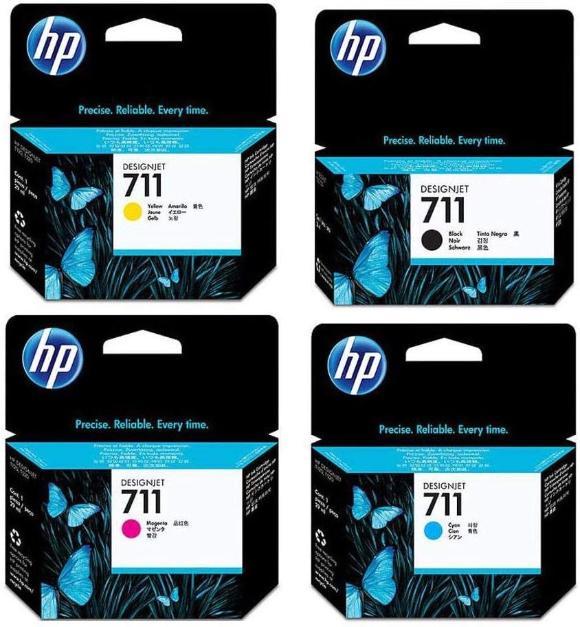 Amazon.com: HP 711 Ink Bundle - Black, Cyan, Magenta & Yellow 38ml/29ml ...