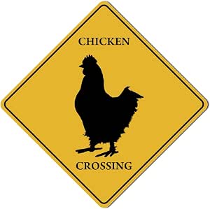 Amazon.com : Chicken Crossing Sign Zone Xing Sign Metal Tin Sign Watch ...