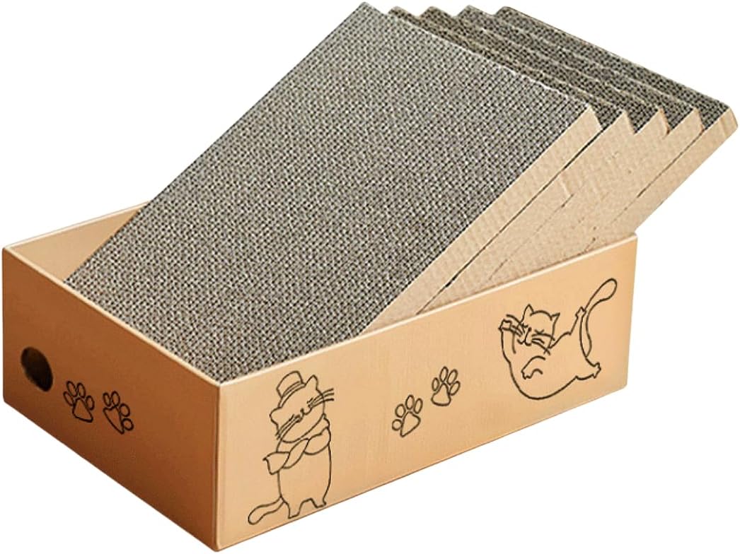 DIVCHI Cat Scratching Board With Box 5 Pcs Cat Scratch Pad With Catnip ...