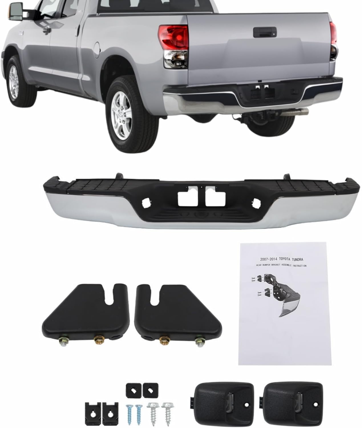 Amazon.com: WFLNHB Chrome Rear Step Bumper Assembly without Parking Aid ...