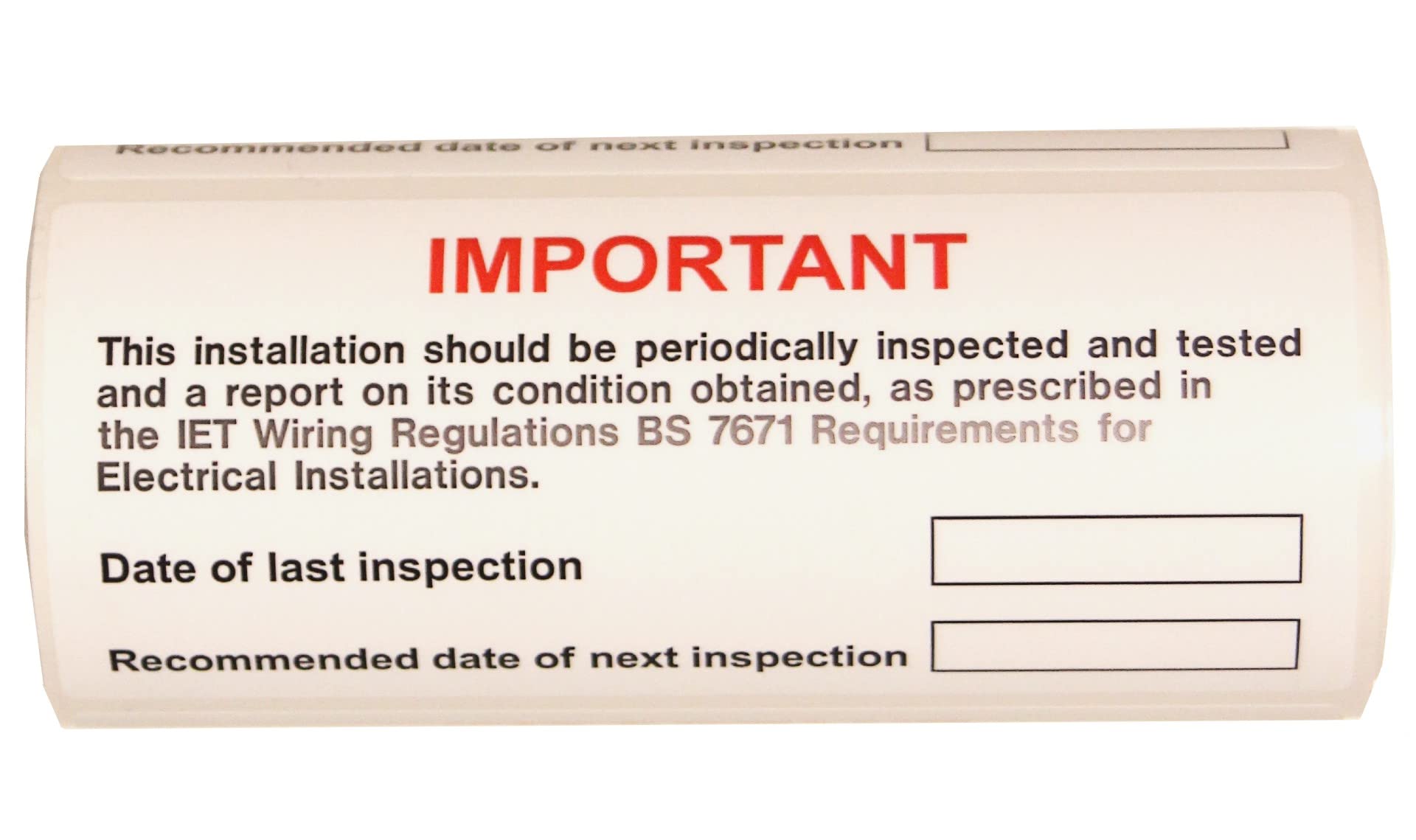 Warning Signs - PERIODIC INSPECTION LABEL - S/A VINYL - 100 LABELS ON A ...