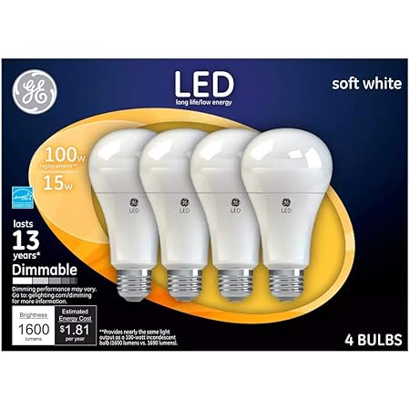 GE Soft White 100W Replacement LED General Purpose Light Bulbs A19 (4 ...