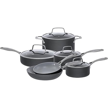 Amazon.com: Bialetti 10-Piece Impact Textured Pots and Pans Kitchen ...