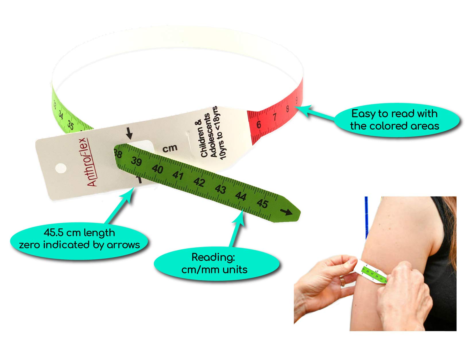 Mid Upper Arm Circumference MUAC Infant Tape Measure Children 10 18 mid-upper-arm-circumference-muac-infant-tape-measure-children-10-18