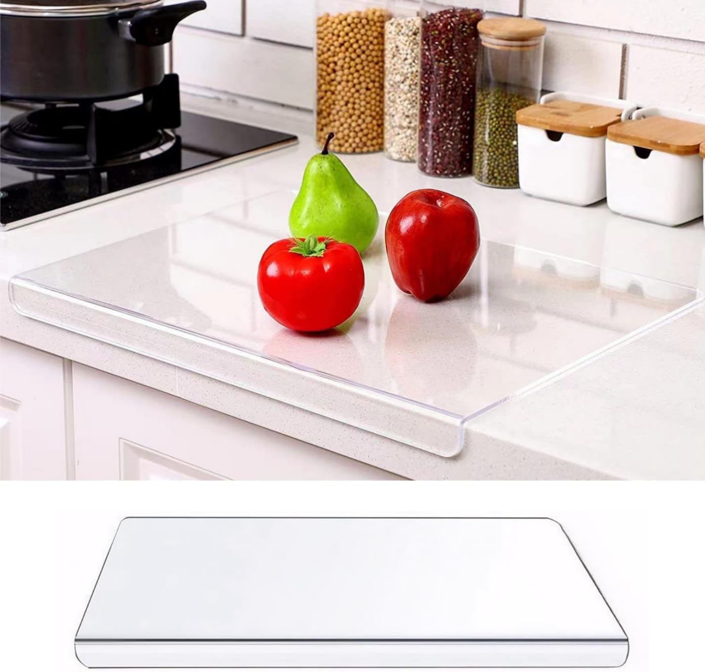Amazon.com: Clear Acrylic Cutting Board with Counter Lip - 17 x 13 Inch ...