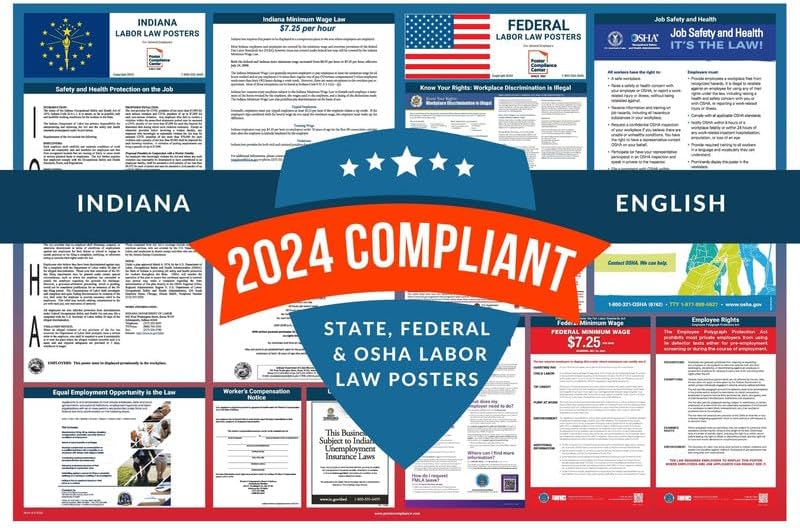 Amazon.com: Labor Law Posters 2024 - Indiana Labor Law Poster State ...