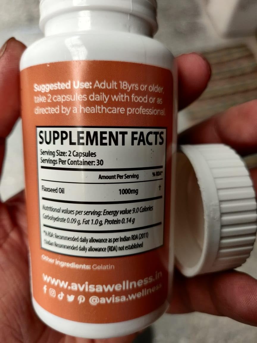 AVISA Wellness Omega 369 Cold Pressed Flaxseed Oil Omega 3 6 9 1000mg ...