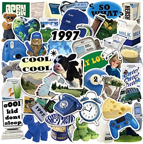 50PCS Cute Blue Girl Heart Ins Stickers, Realistic Aesthetic Vsco ...