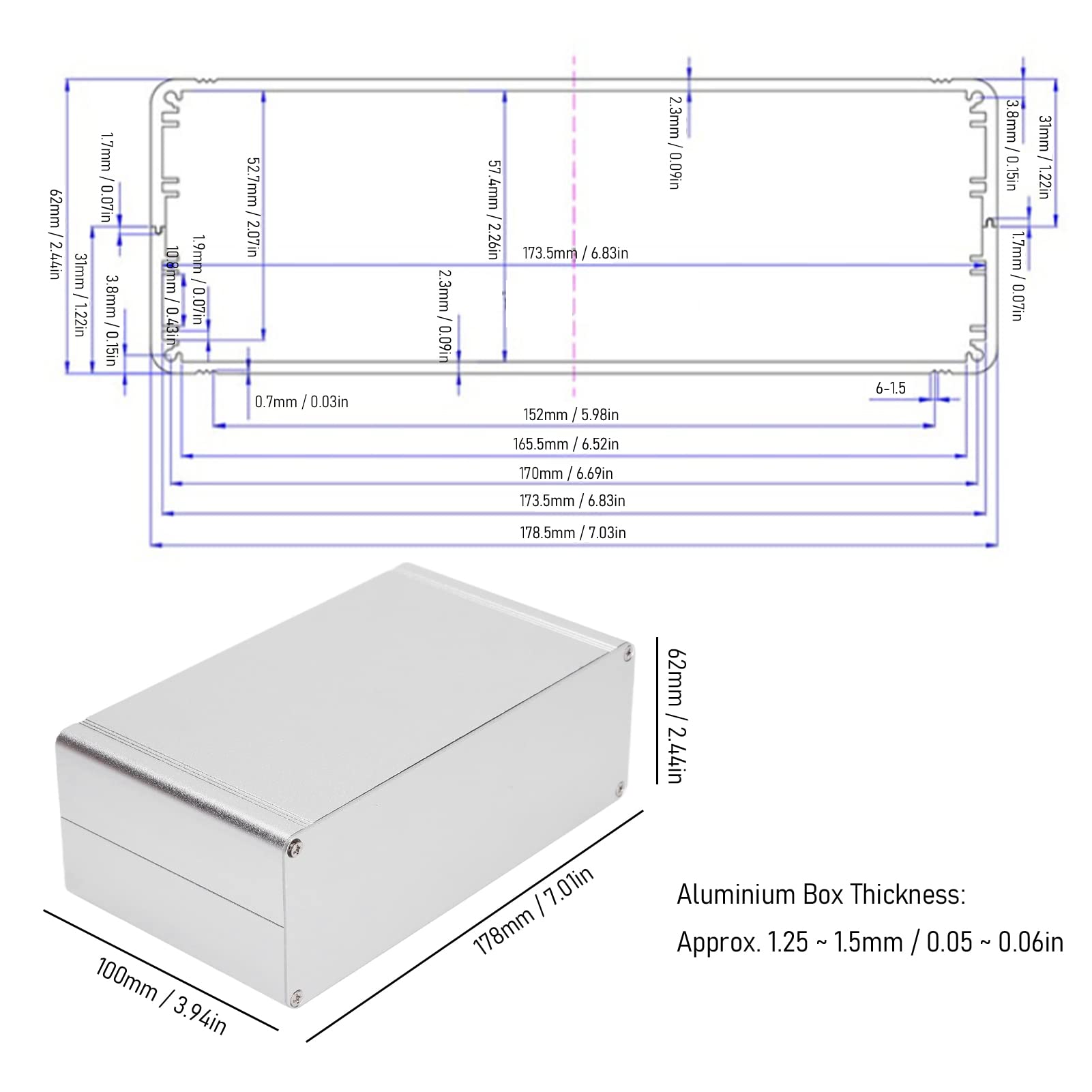 Aluminium Electric Box Split Type Electric Project Enclosure DIY ...