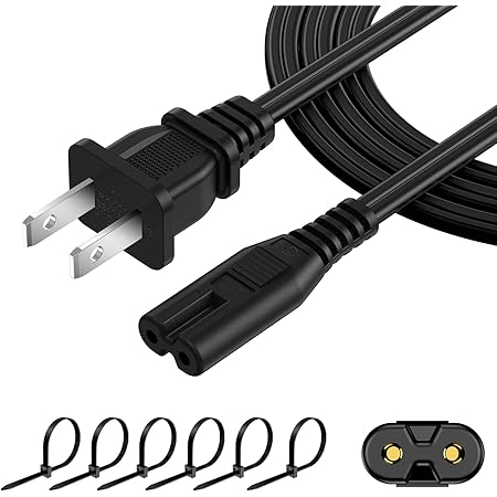 Amazon.com: AC Power Cord 10FT(1 Pack), 2 Prong TV Power Cord, Power ...