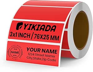 Amazon.com: YIKIADA Red Direct Thermal Labels Vinyl 3 × 1 Inch Self ...