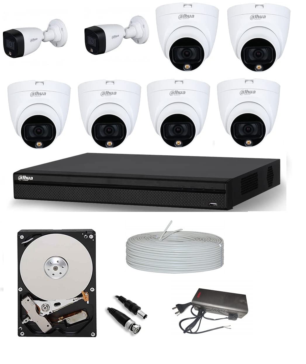 Buy DAHUA Full Color Night Vision HD CCTV Security Camera Combo Set 2MP ...
