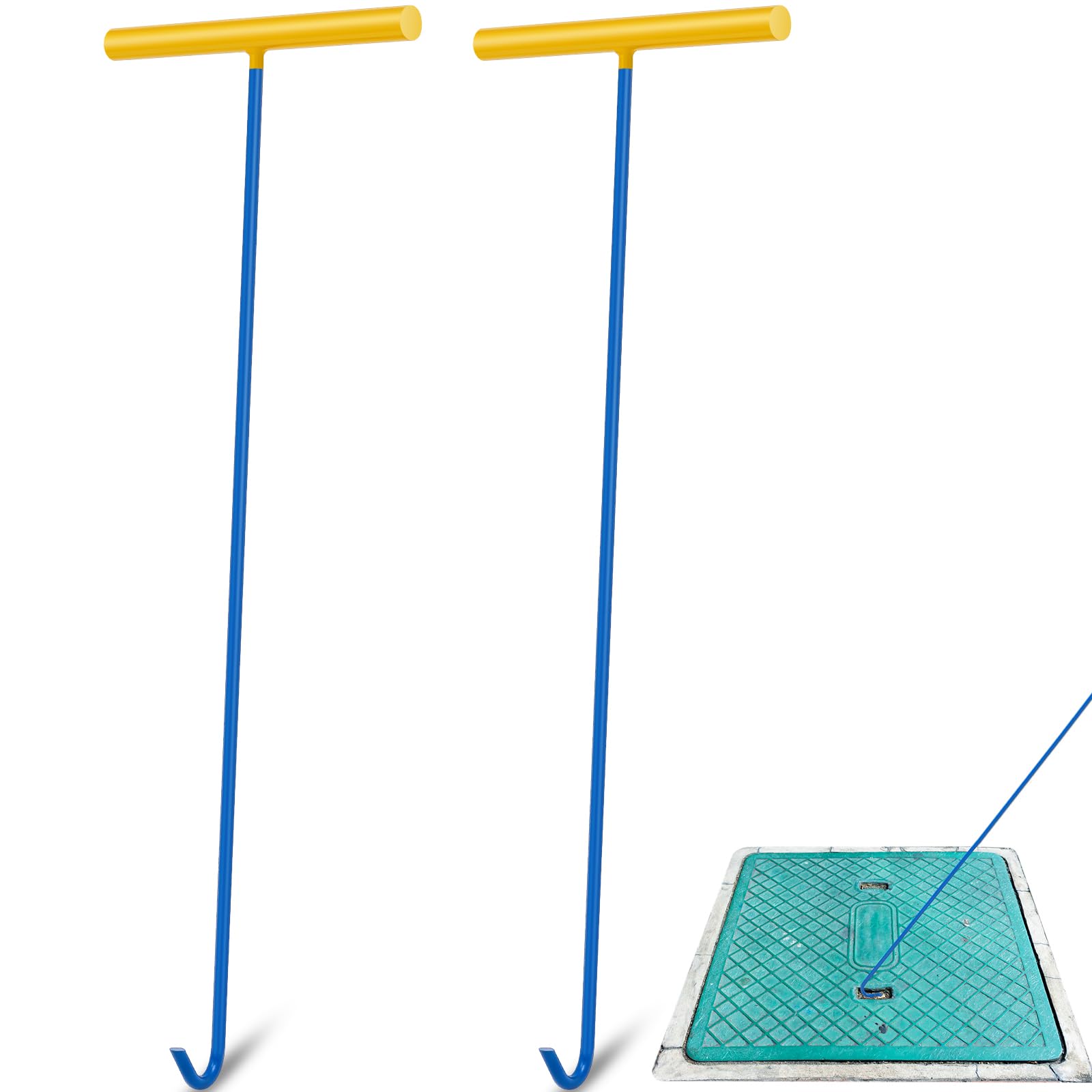 Amazon.com: Barydat 2 Pcs Heavy Duty Manhole Cover Hook 30 Inch Handy ...