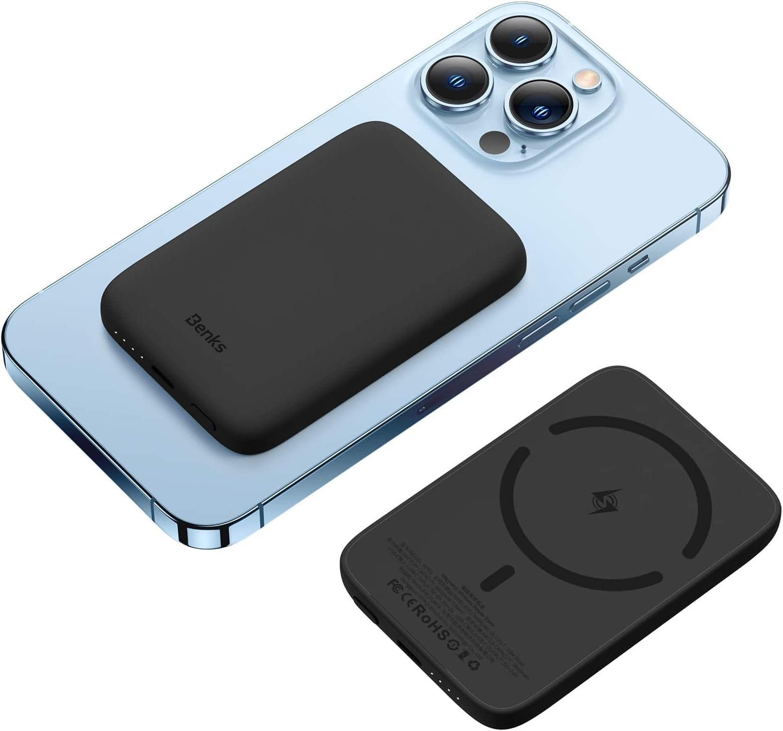 DEKSMO Caricabatterie Portatile 10000 mAh Ultra-Compact Wireless Magnetico PowerBank 10K ...