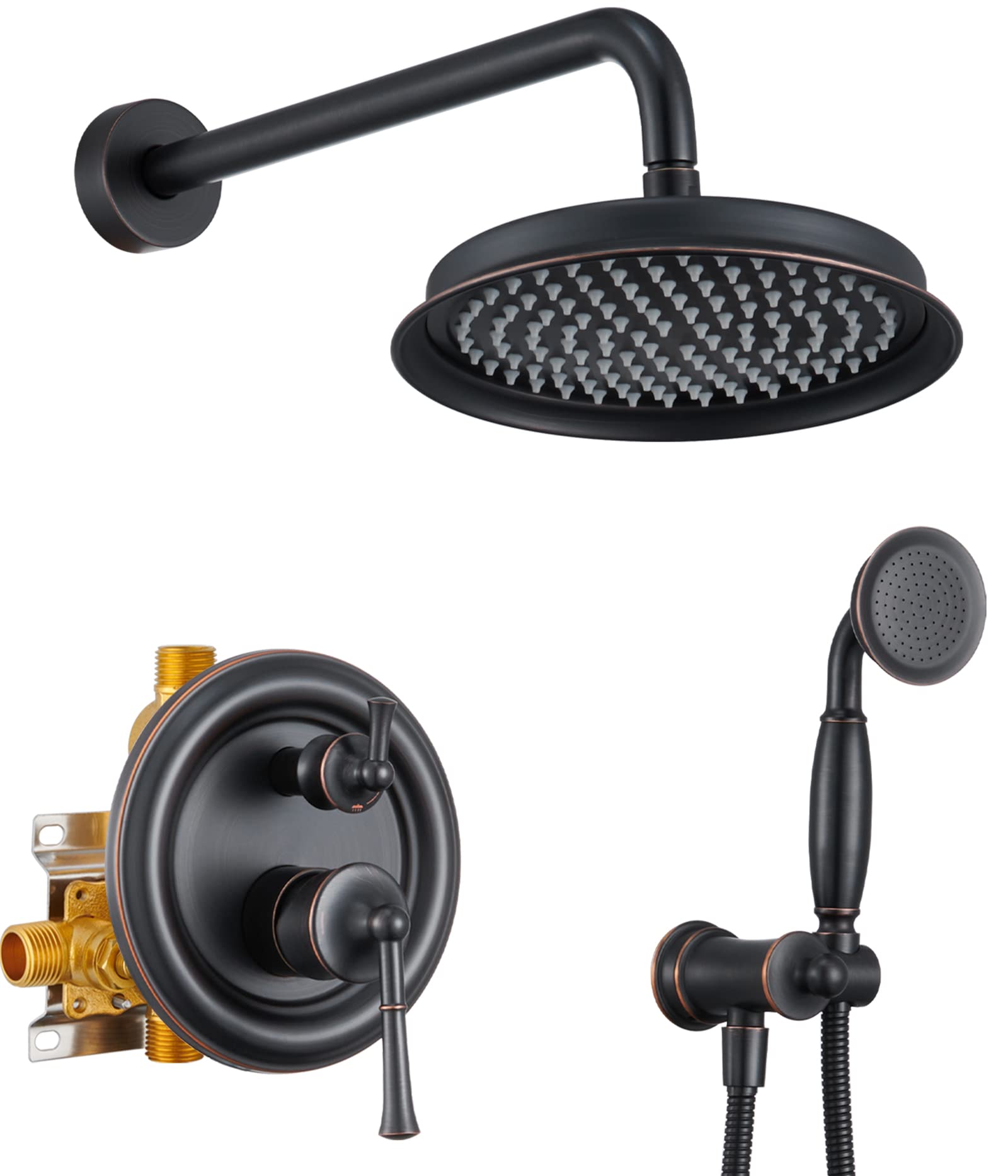 Antique Rain Shower Head with Handheld Spray, Oil Rubbed Bronze Rain ...