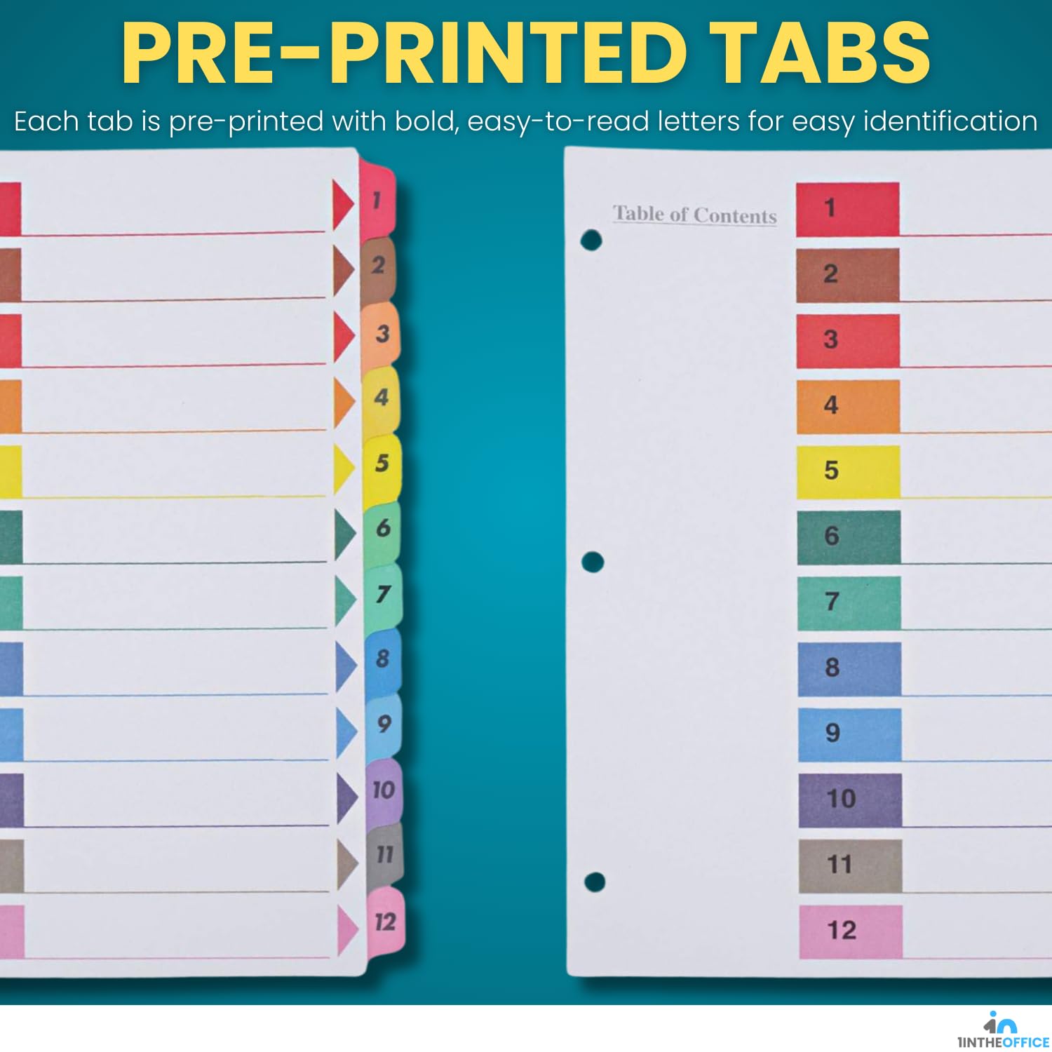 Snapklik.com : 1InTheOffice Table Of Contents Divider Tabs, 12 Tab ...