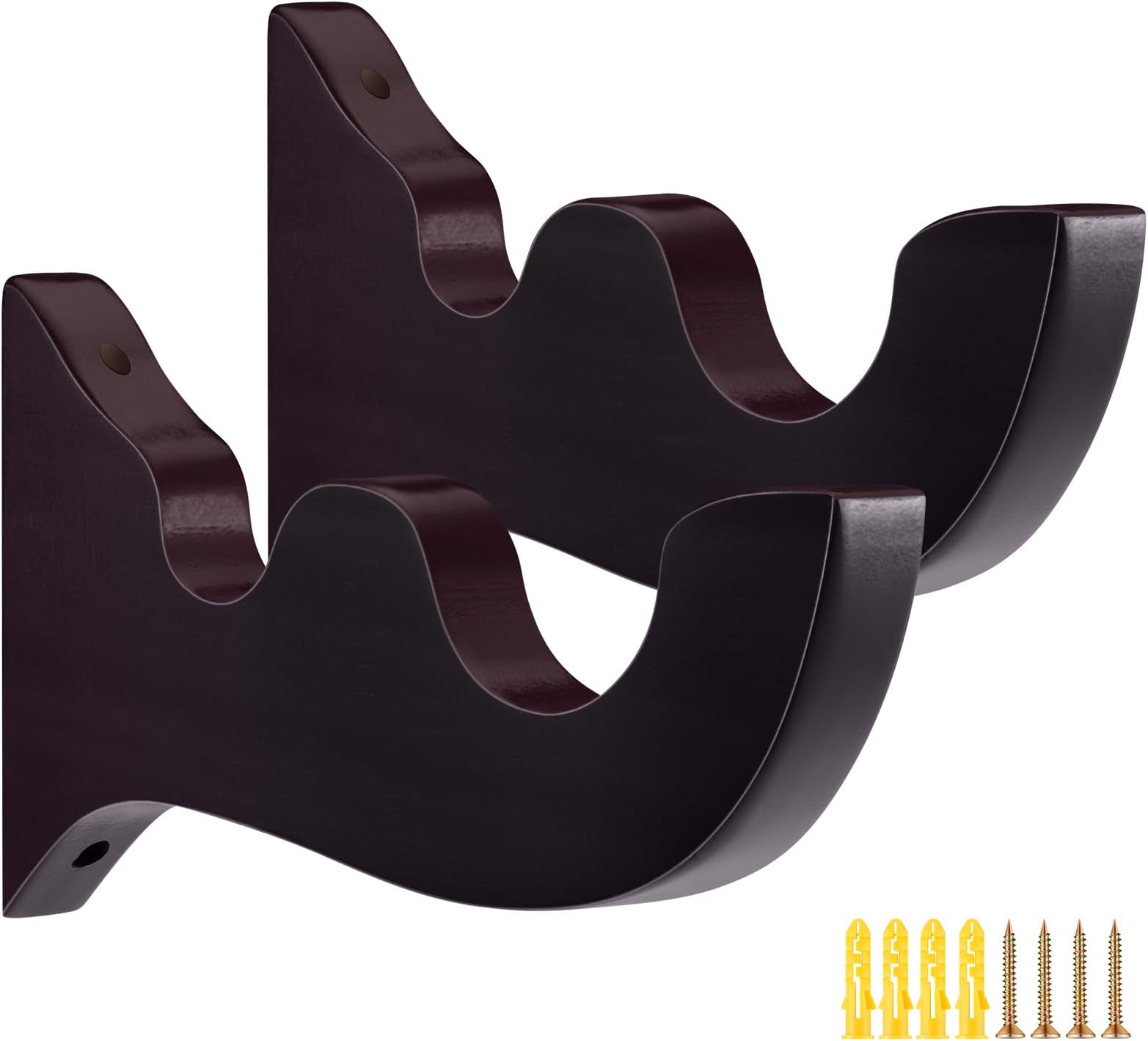 Amazon.com: Colingmill 2 Pcs Wooden Curtain Rod Bracket Wood Large ...