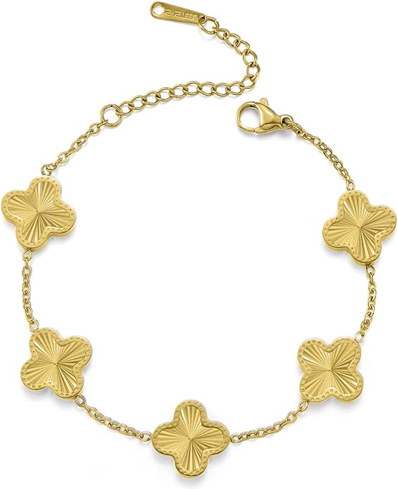 Amazon.com: LaBling 18K Gold Plated Lucky Clover Bracelet for Women | Designer Gold Clover ...