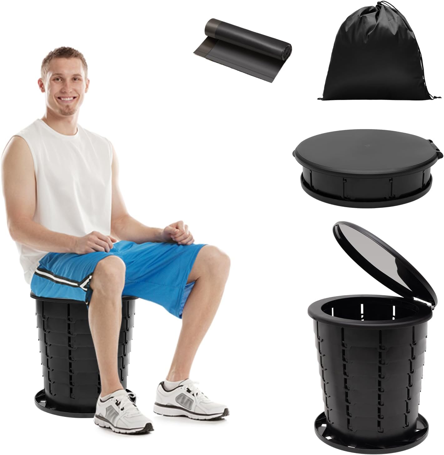 Amazon.com: Sturdy Portable Camping Toilet for Adults, Retractable ...