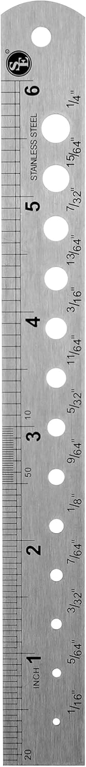 SE 6-Inch Stainless Steel Ruler with SAE/Metric Measurements and Drill ...