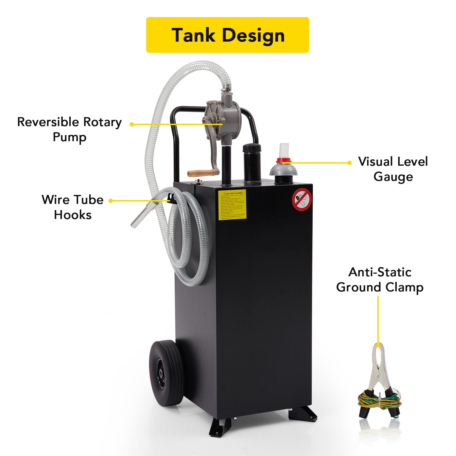 Snapklik.com : 30 Gallon Gas Caddy, Fuel Storage Tank & 2 Wheels