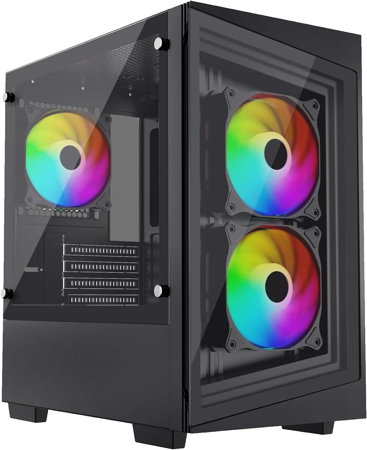 iONZ PC Gaming Case Micro ATX Mini Tower - Compact Glass Series | Black ...