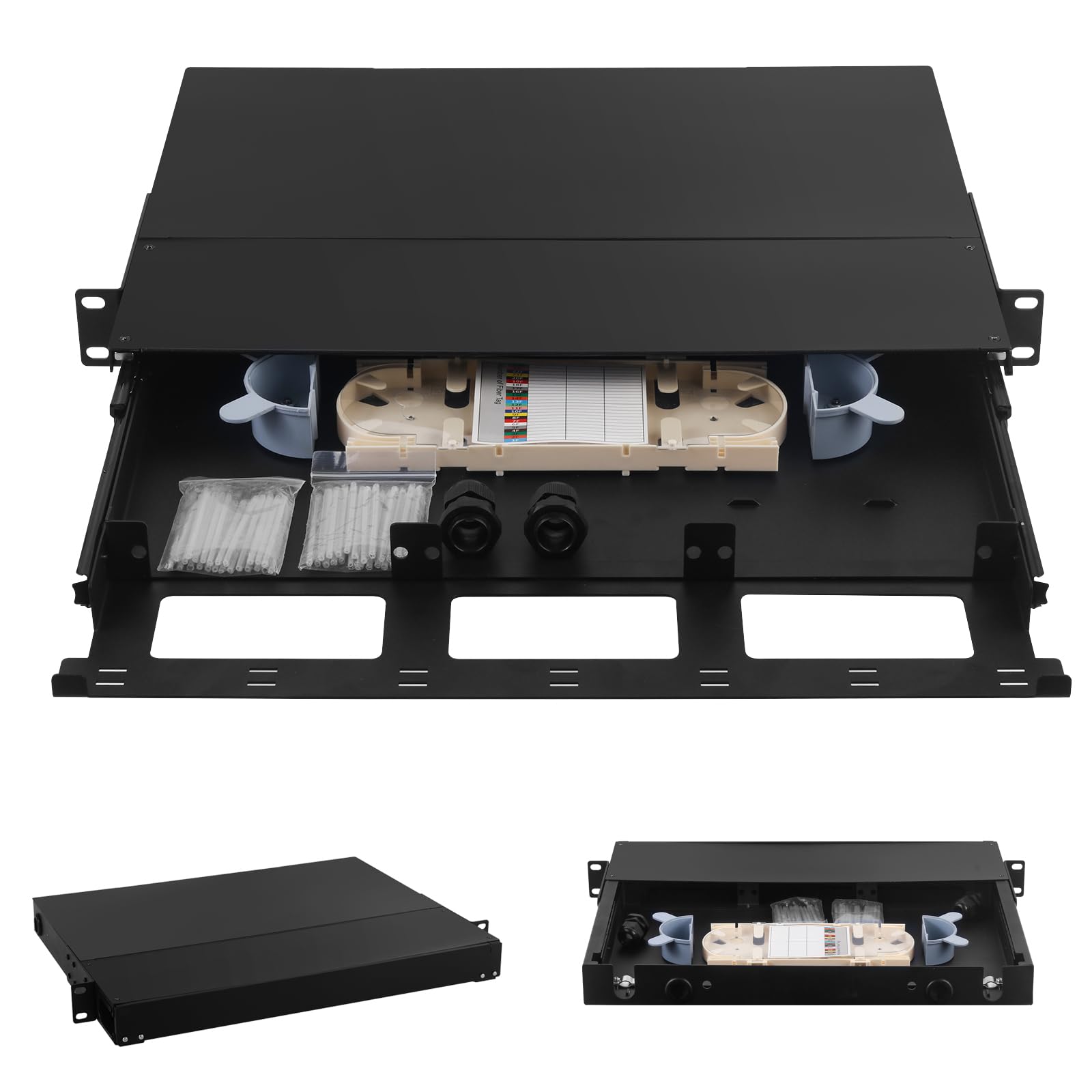 Amazon.com: 1 Pack Fiber Optic Rack Mount Enclosure Box with 3 Slots ...