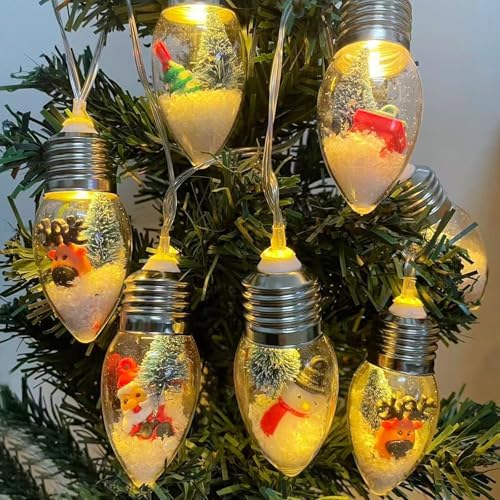 Amazon.com: Christmas Vintage Lights-6.8Ft 10 LED Snow Globe Bulb ...