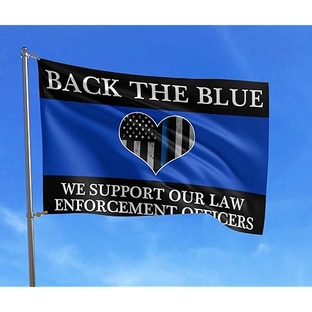 Amazon.com : Back The Blue Flag 3X5 ft,Police Thin Blue Line Heart ...
