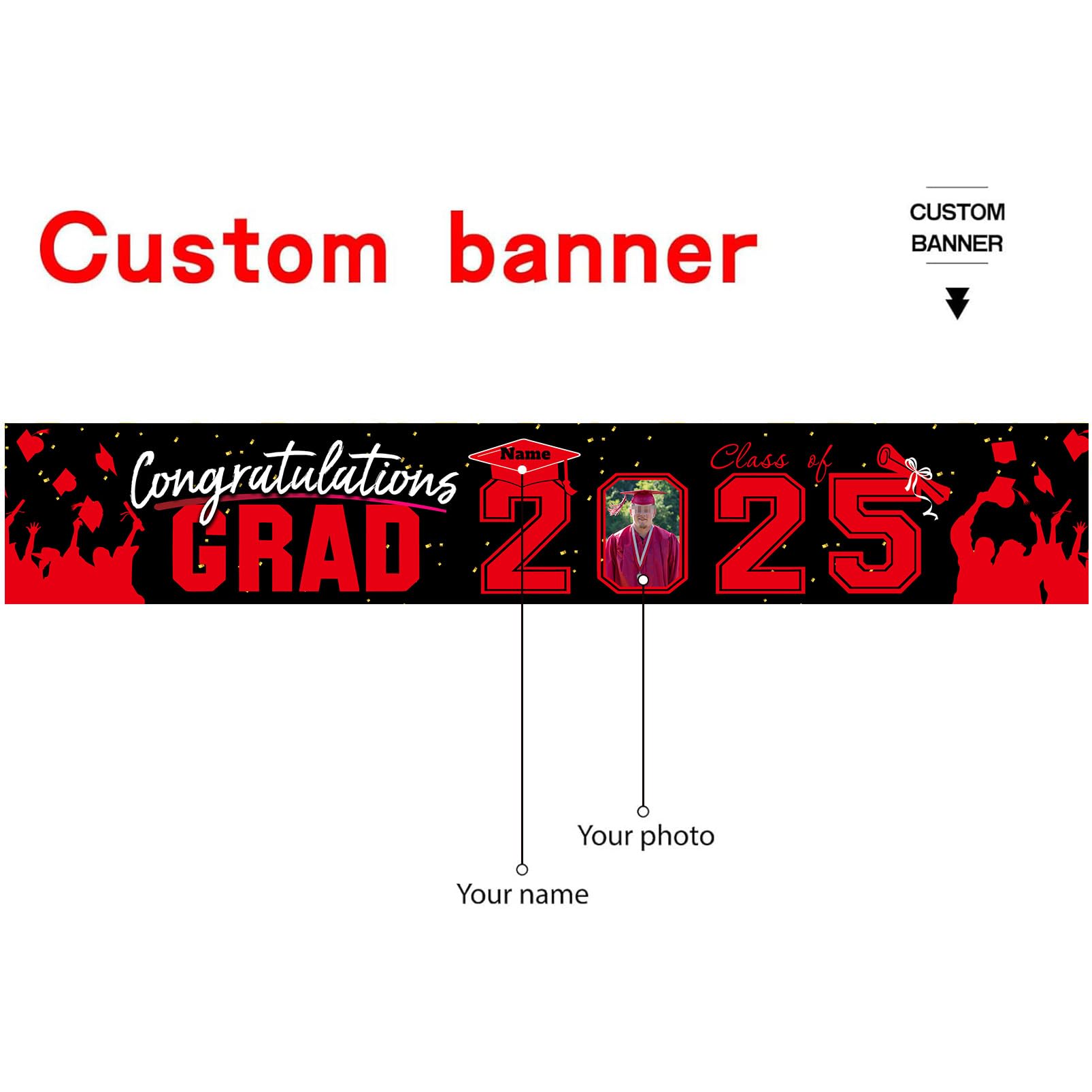 Snapklik.com : Custom Congrats Grad Banner, 2024 Graduation, Red ...