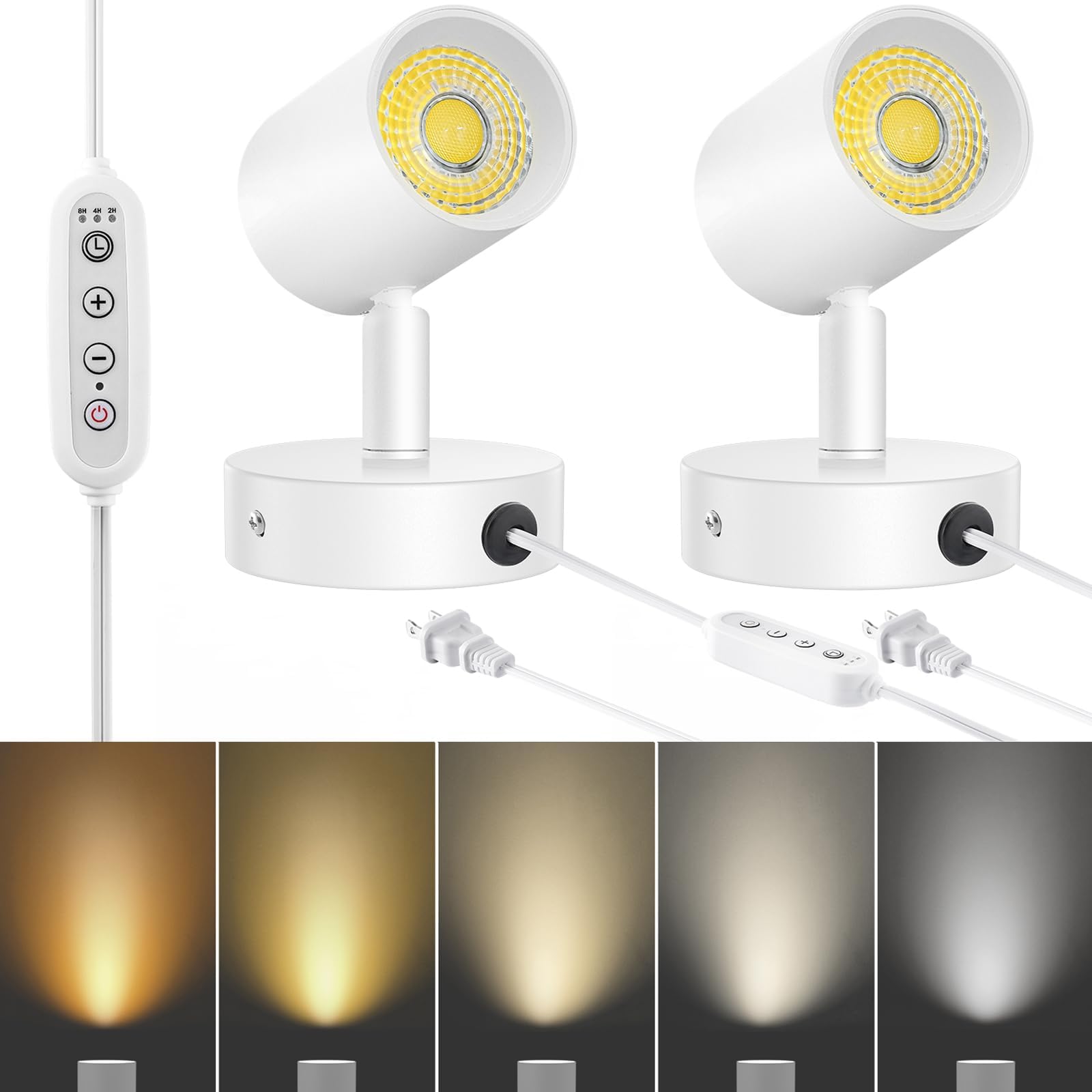 VANoopee 5 Color 10W LED Spot Lights Indoor Uplighting with Timer ...